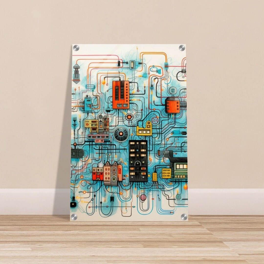 Circuit Print Wall Art, Modern Tech Decor, Electronic Artwork, Geeky ...