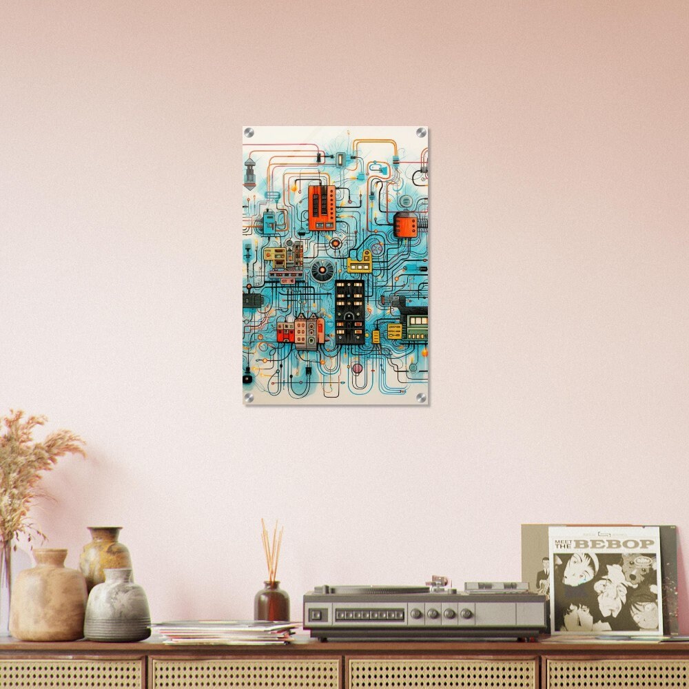 Circuit Print Wall Art, Modern Tech Decor, Electronic Artwork, Geeky ...