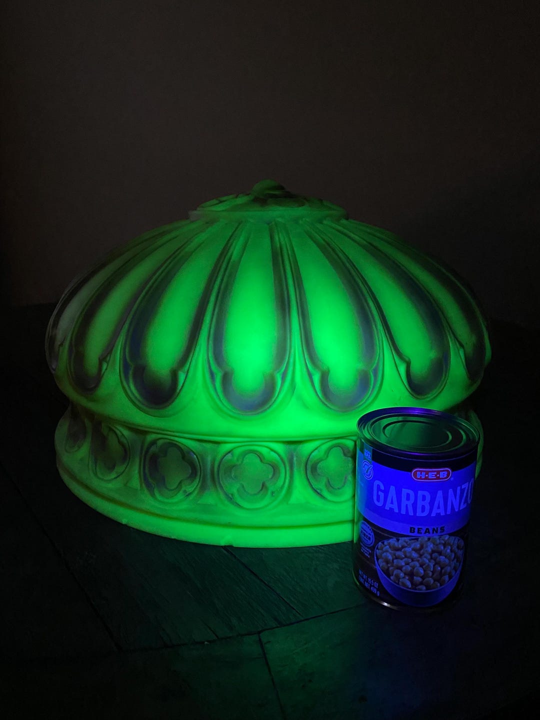 HUGE 18”x11” Antique Vintage Uranium Vaseline Glass Ceiling Lamp ...
