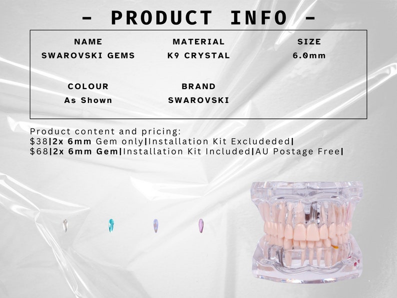 Vamp Fang DIY Tooth Gem Kit Swarovski Gems Assorted Flatback Tooth Gems ...