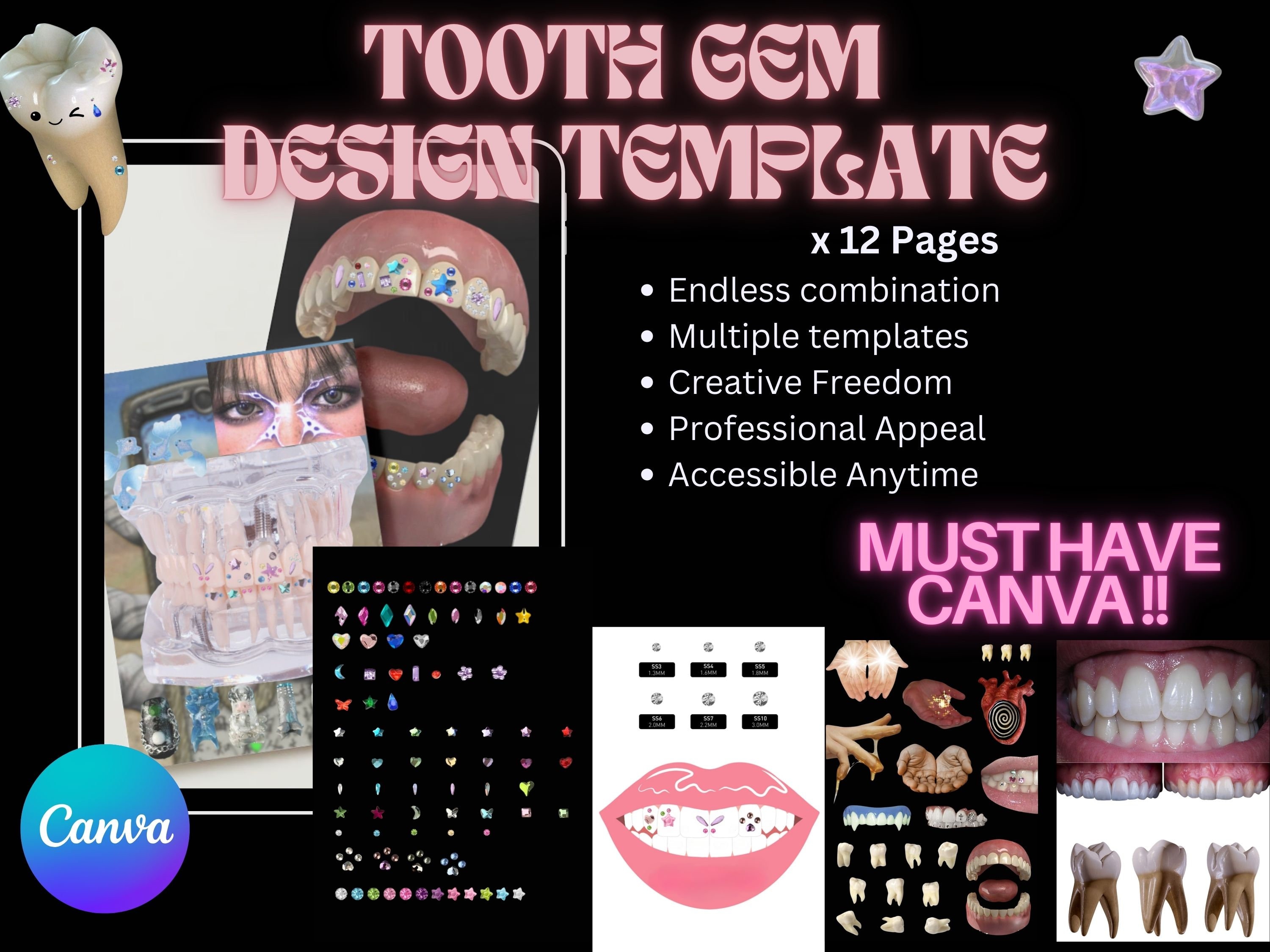 Tooth Gem Design Template, Tooth Gem Ideas, Tooth Gem Concept Map ...