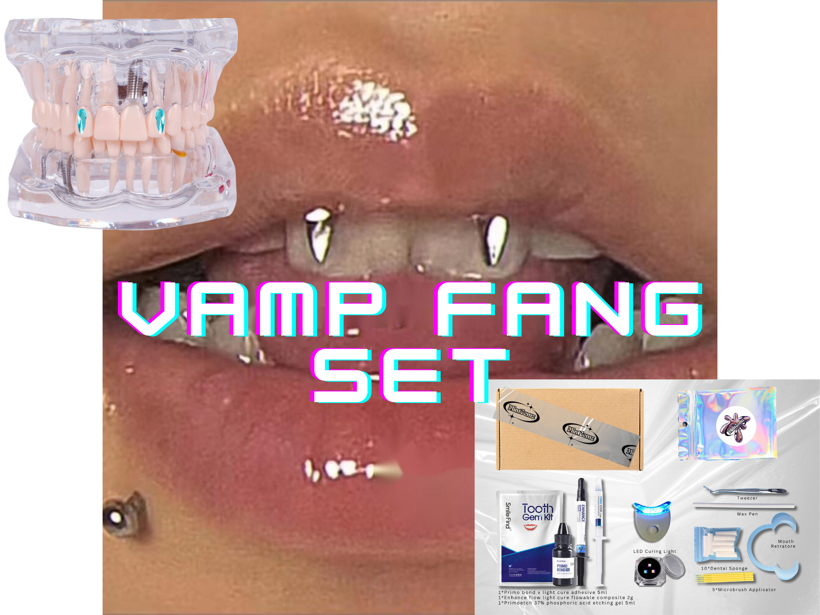 Vamp Fang DIY Tooth Gem Kit | Swarovski Gems | Assorted Flatback Tooth ...