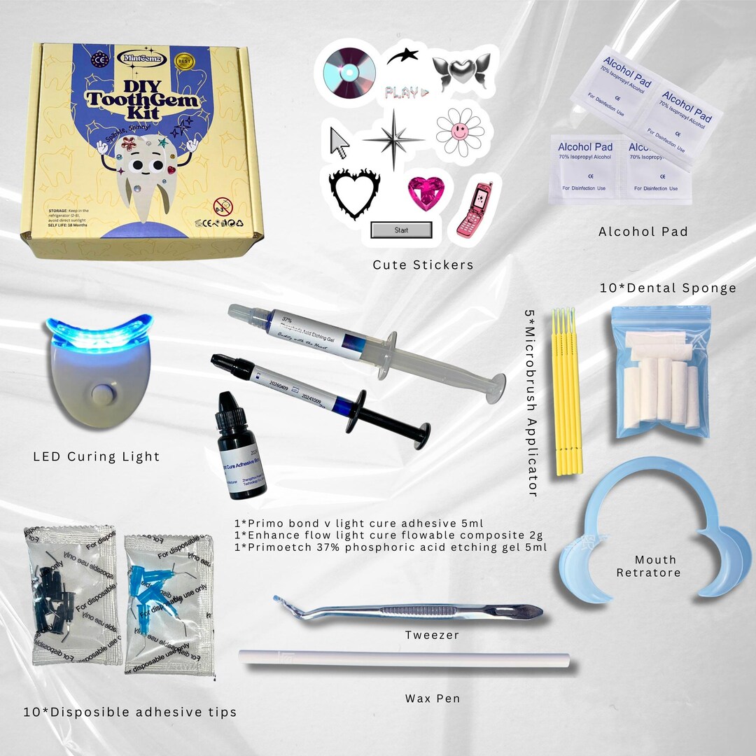 Professional Tooth Gem Adhesive Glue Kit With UV Glue, Gel and Bonding ...