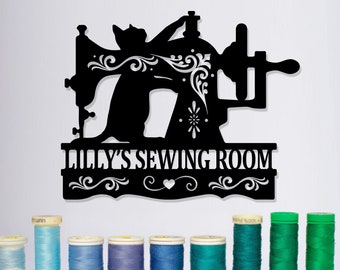 Sewing Machine Sign Personalized, Sewing Room Wall Art, Custom Quilting ...