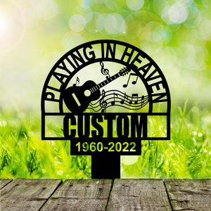Guitarist Heaven Memorial Metal Stake, Custom Guitar Playing Memorial ...