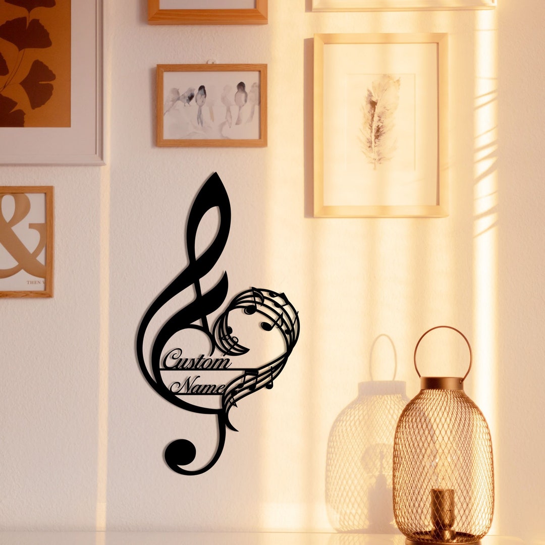 Personalized Music Notes Metal Wall Art, Musician Name Sign, Customized ...