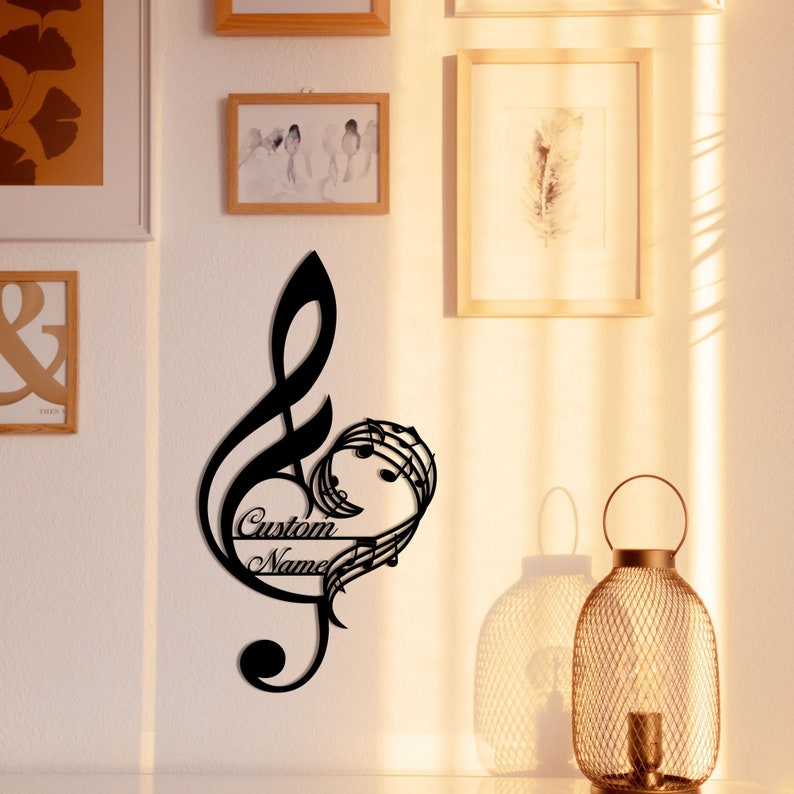 Personalized Music Notes Metal Wall Art, Musician Name Sign, Customized ...