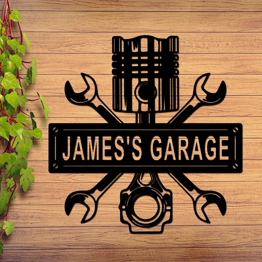 Custom Garage Metal Wall Art, Personalized Workshop Name Sign, Mechanic ...