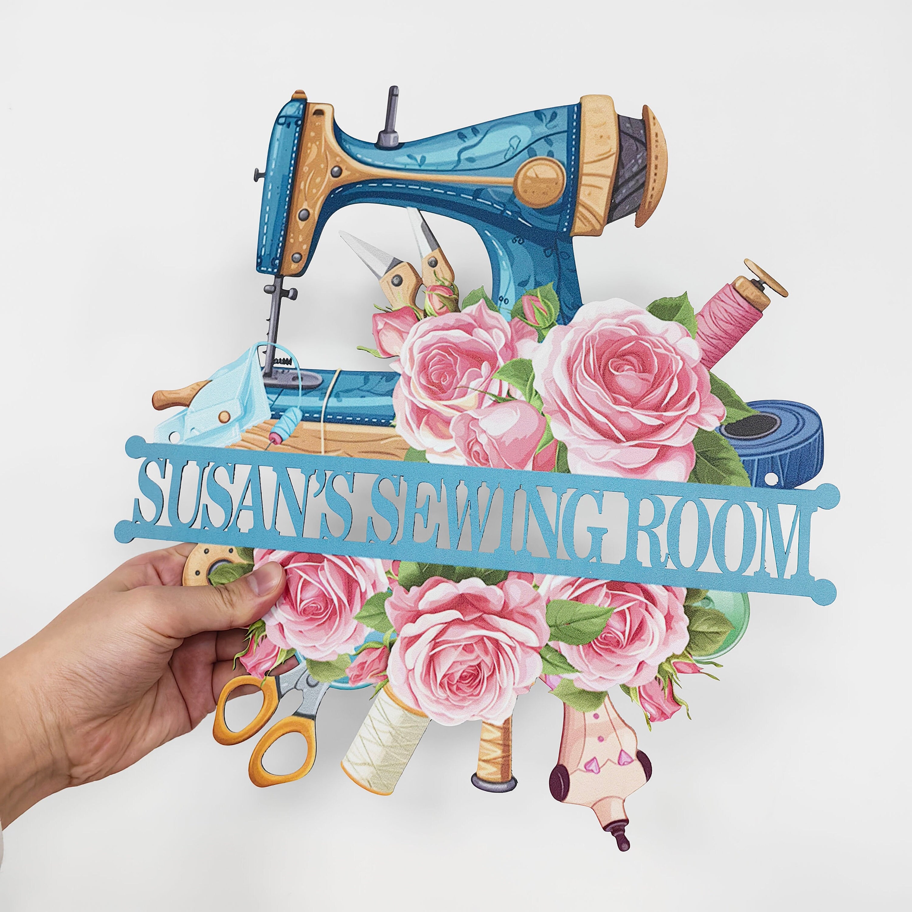 Custom Craft Room Sign, Quilting Sign, Sewing Machine With Rose Sign ...