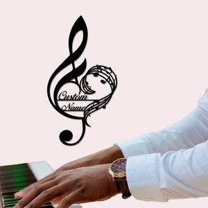 Personalized Music Notes Metal Wall Art, Musician Name Sign, Customized ...