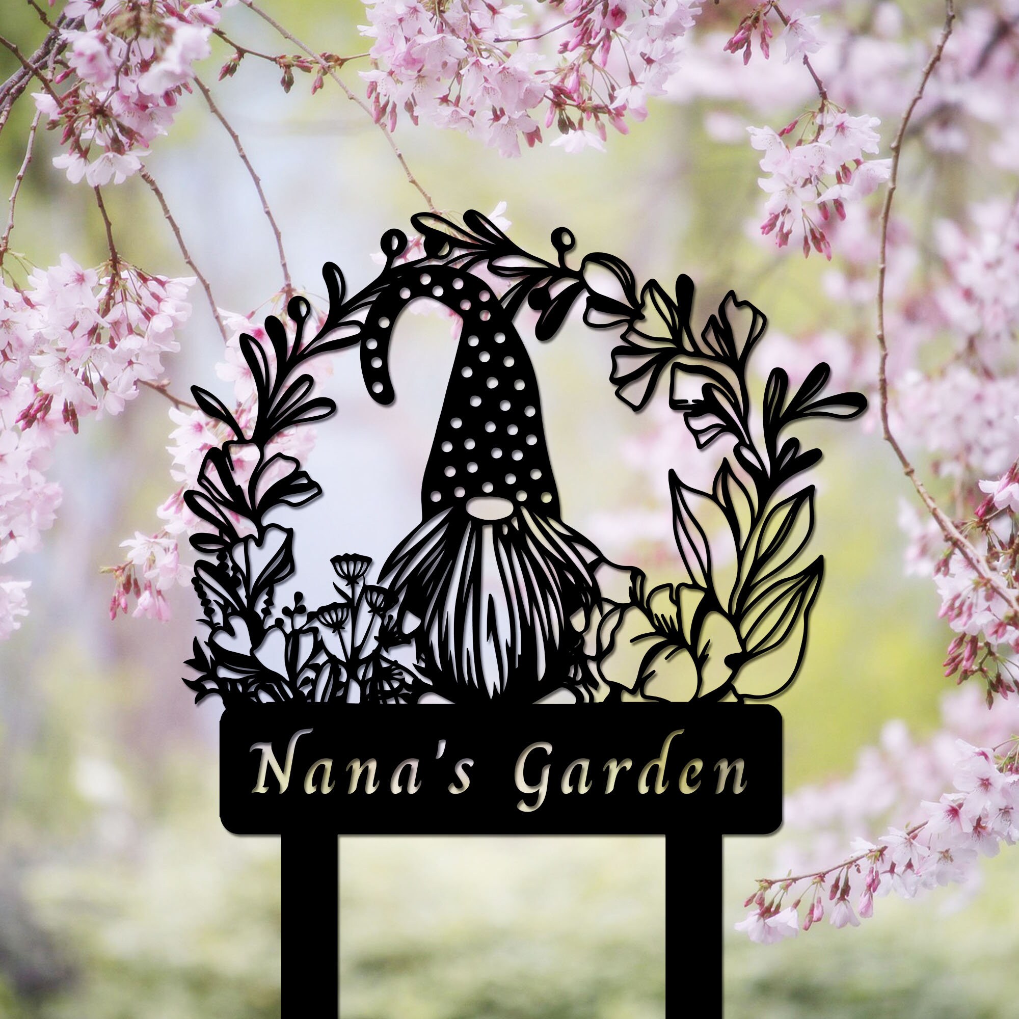 Custom Gnome Yard Stake, Metal Gnome Garden Sign With Stake, Custom ...