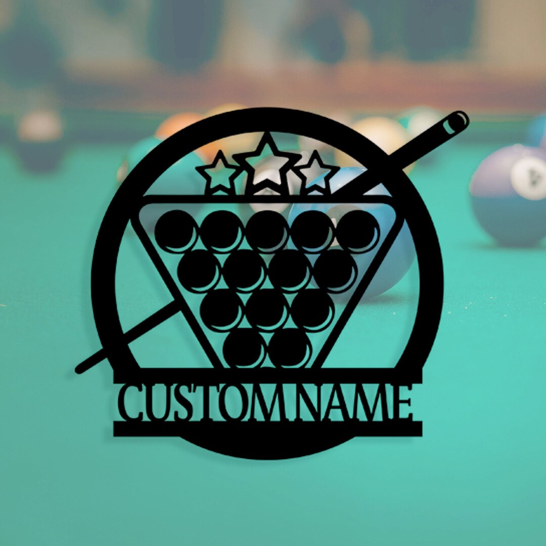 Billiards Metal Wall Art, Custom Snooker Name Sign, Billiards Metal ...