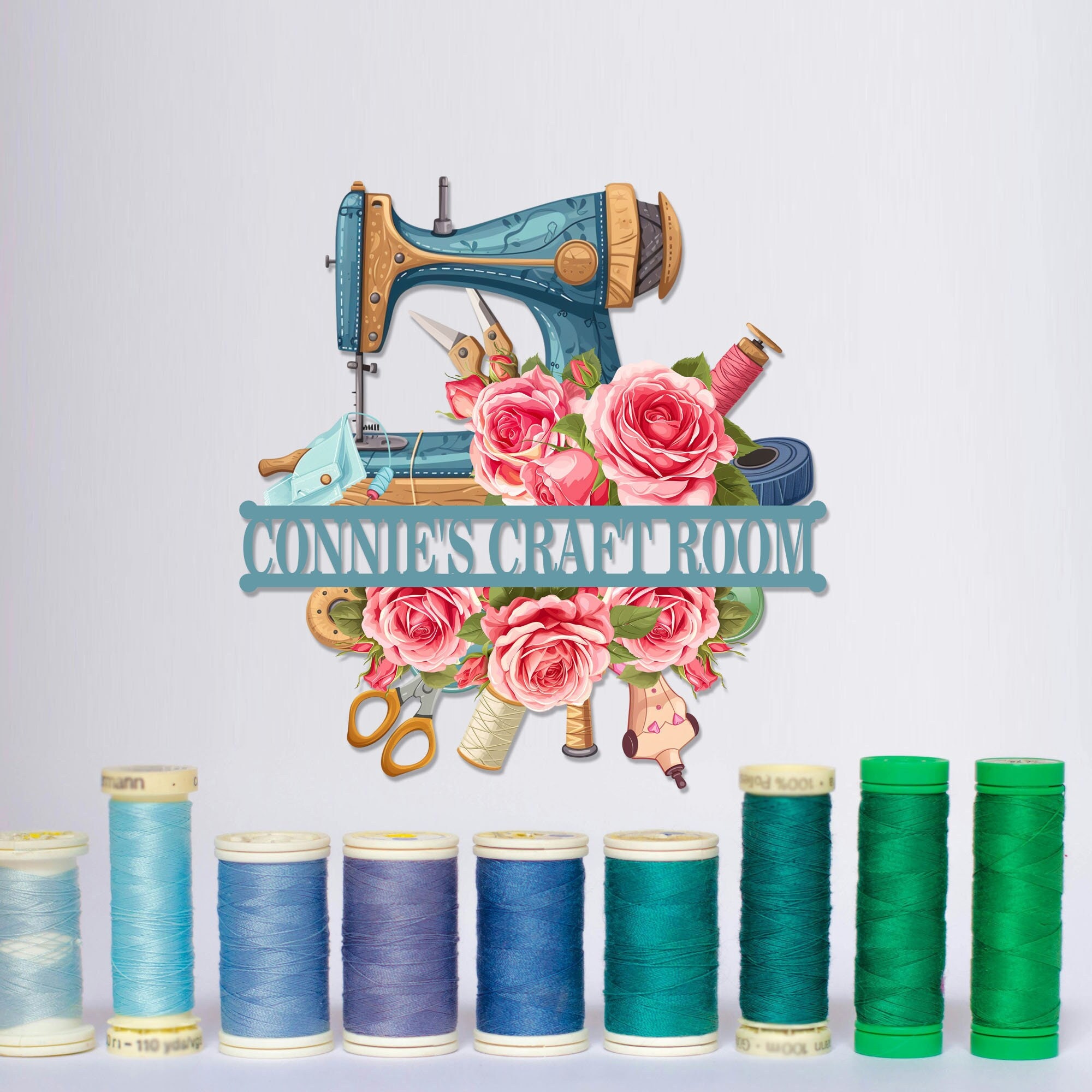 Custom Craft Room Sign, Quilting Sign, Sewing Machine With Rose Sign ...