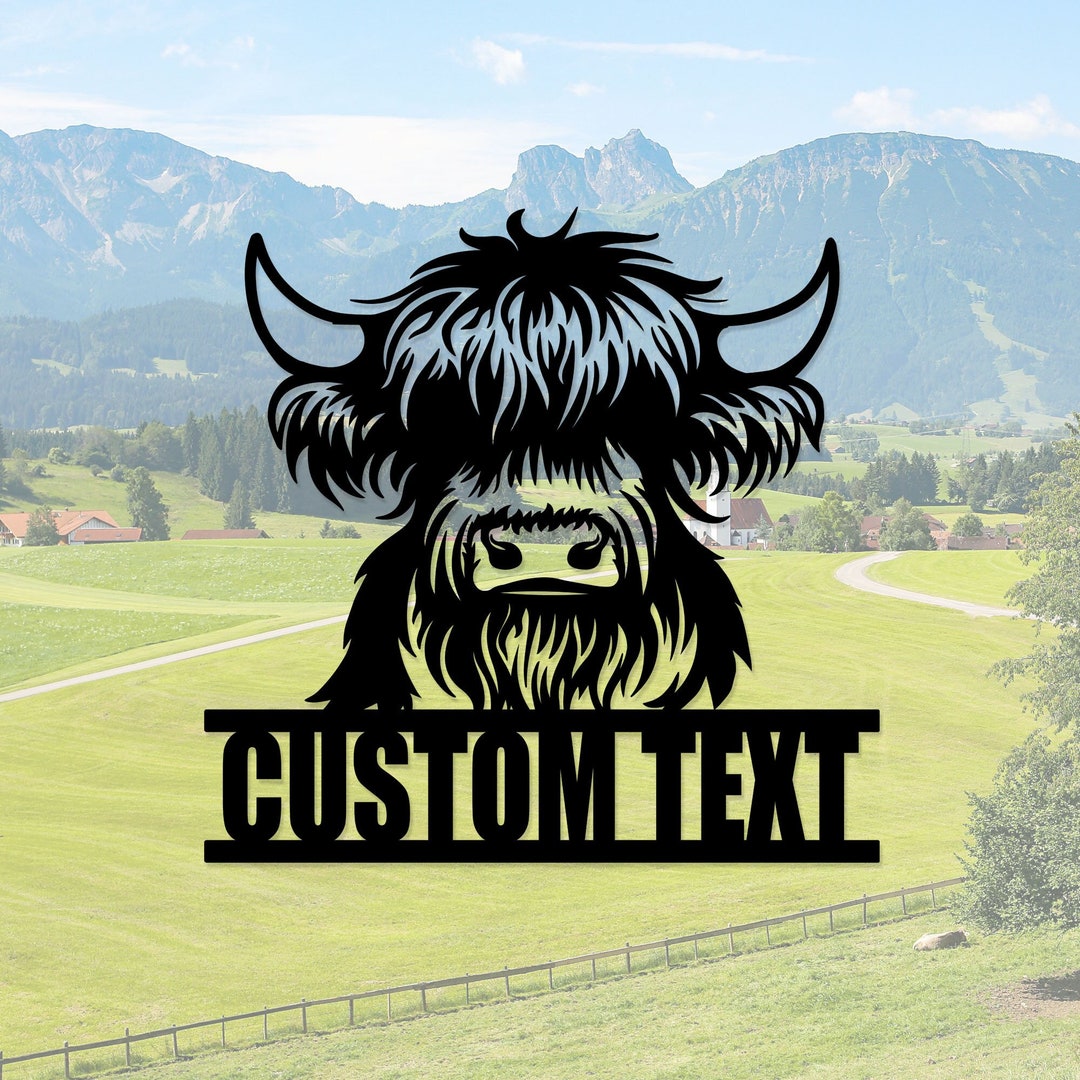 Custom Highland Cow Farm Wall Art, Highland Cow Metal Sign, Highland ...