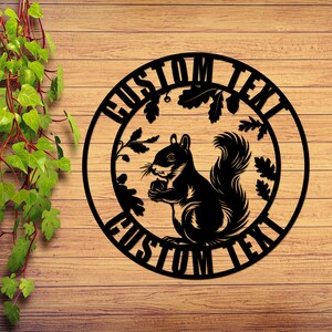 Squirrel Metal Sign, Squirrel Wall Art, Personalized Squirrel Decor ...