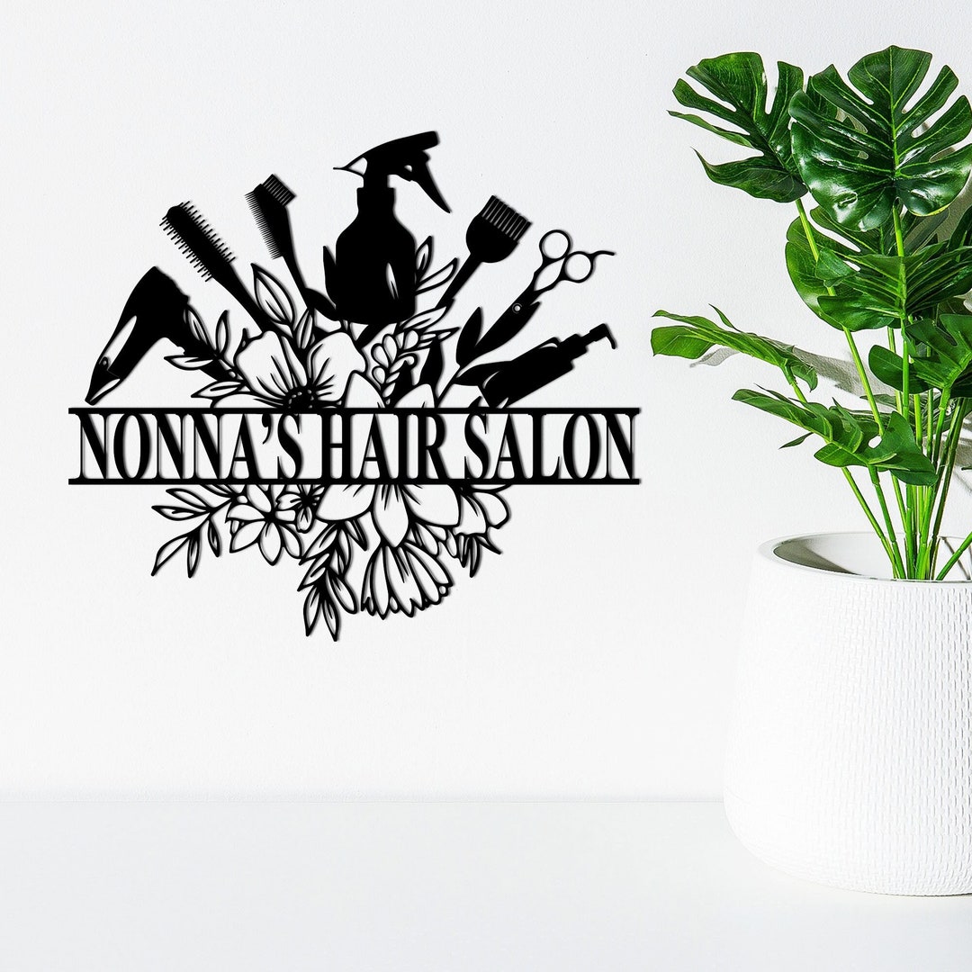Hair Salon Wall Art, Custom Hairdresser Sign, Hair Stylist Name Sign ...