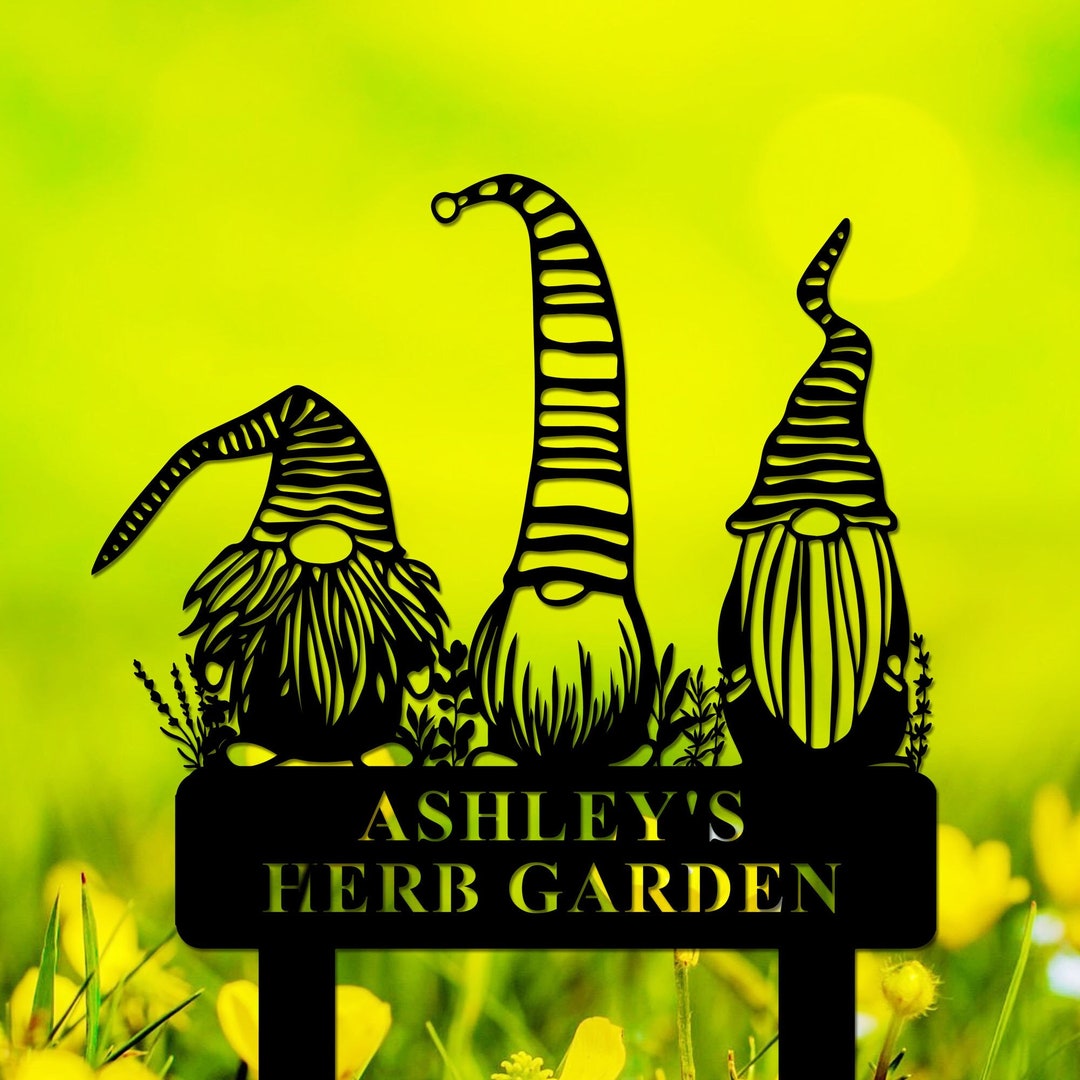 Custom Gnome Yard Sign, Metal Gnome Garden Sign With Stake, Custom ...