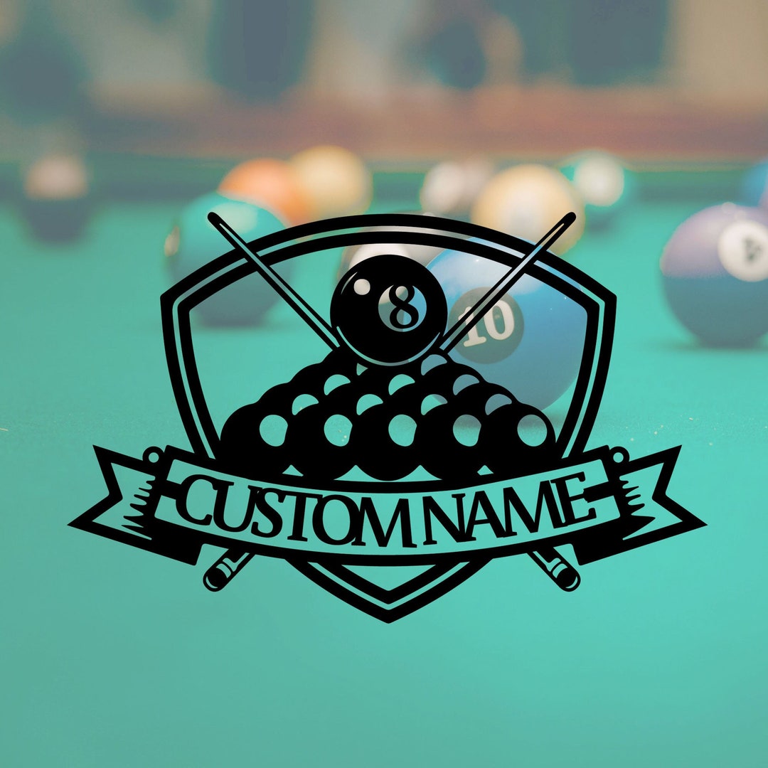 Billiards Metal Wall Art, Custom Snooker Name Sign, Billiards Metal ...