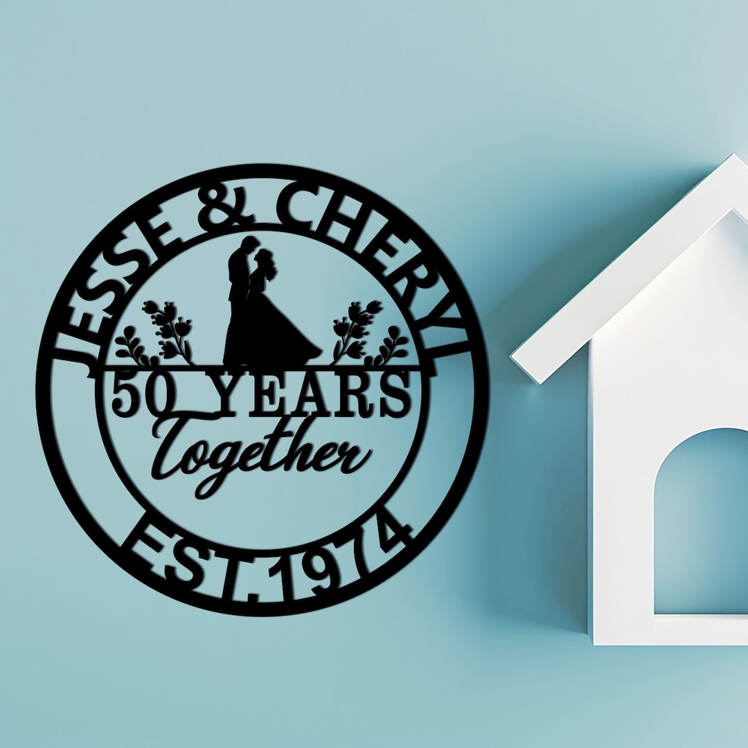 Custom 50 Year Anniversary Sign, 50th Anniversary Gift, Golden ...