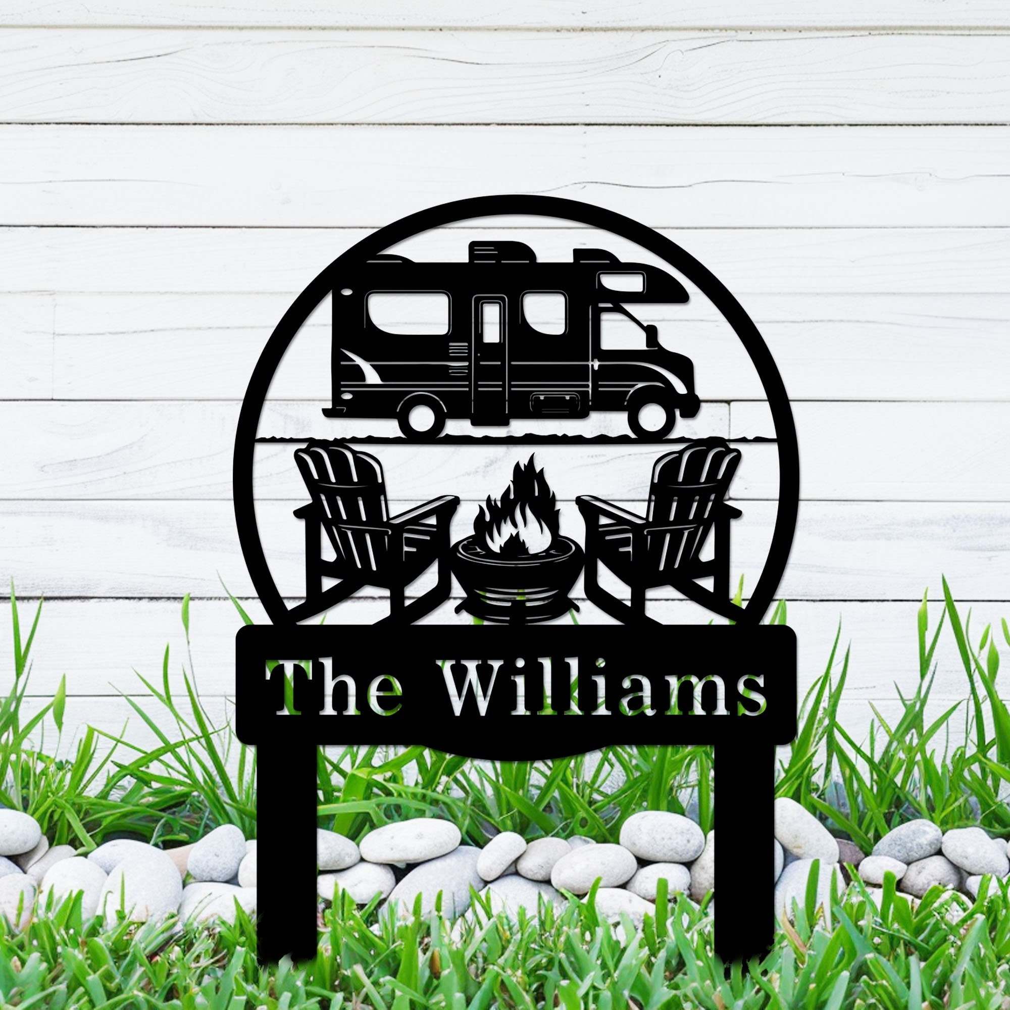 Custom RV Campground Metal Sign, Personalized Happy Campers Sign Yard ...