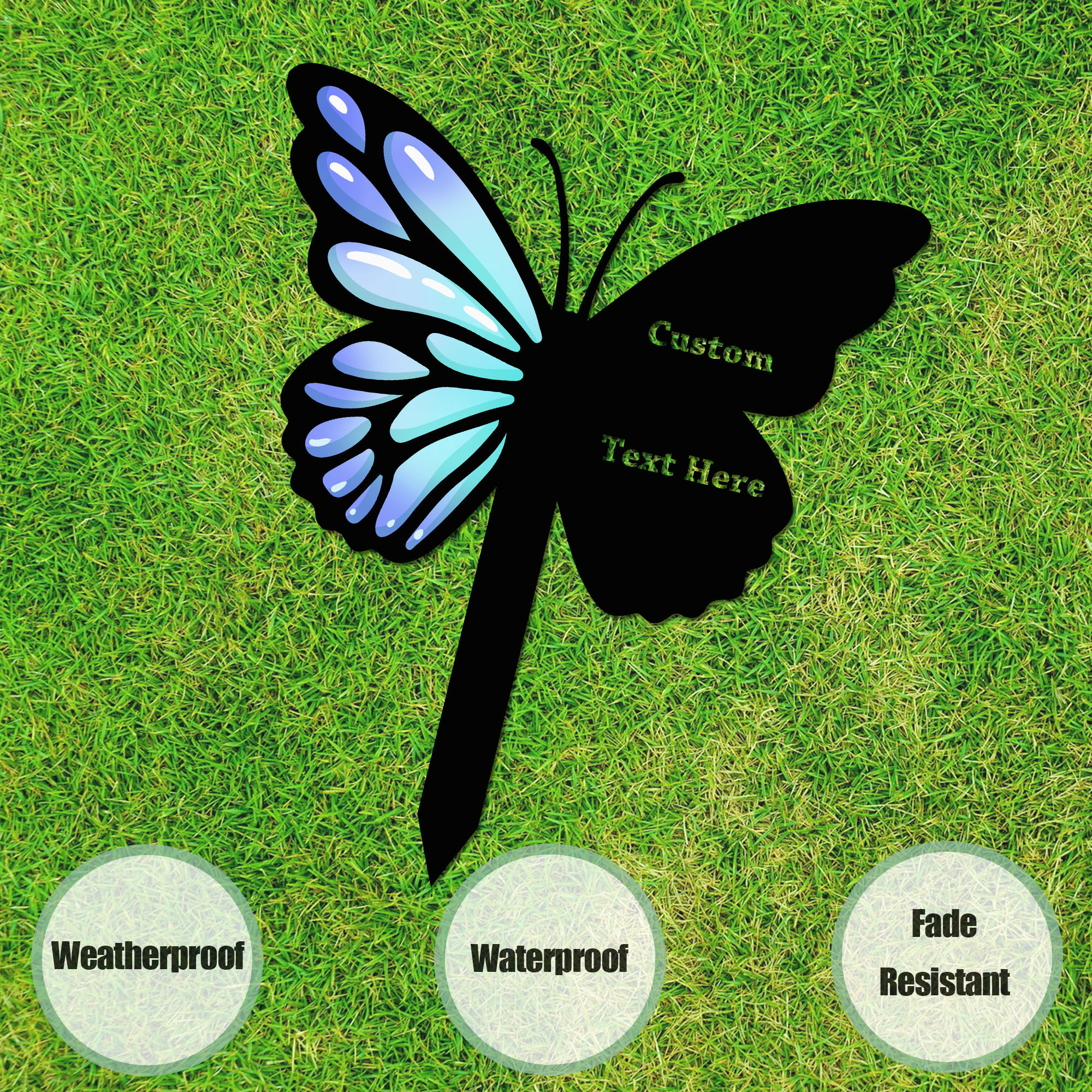 Butterfly Memorial Sign Personalized, Butterfly Metal Stake, Butterfly ...