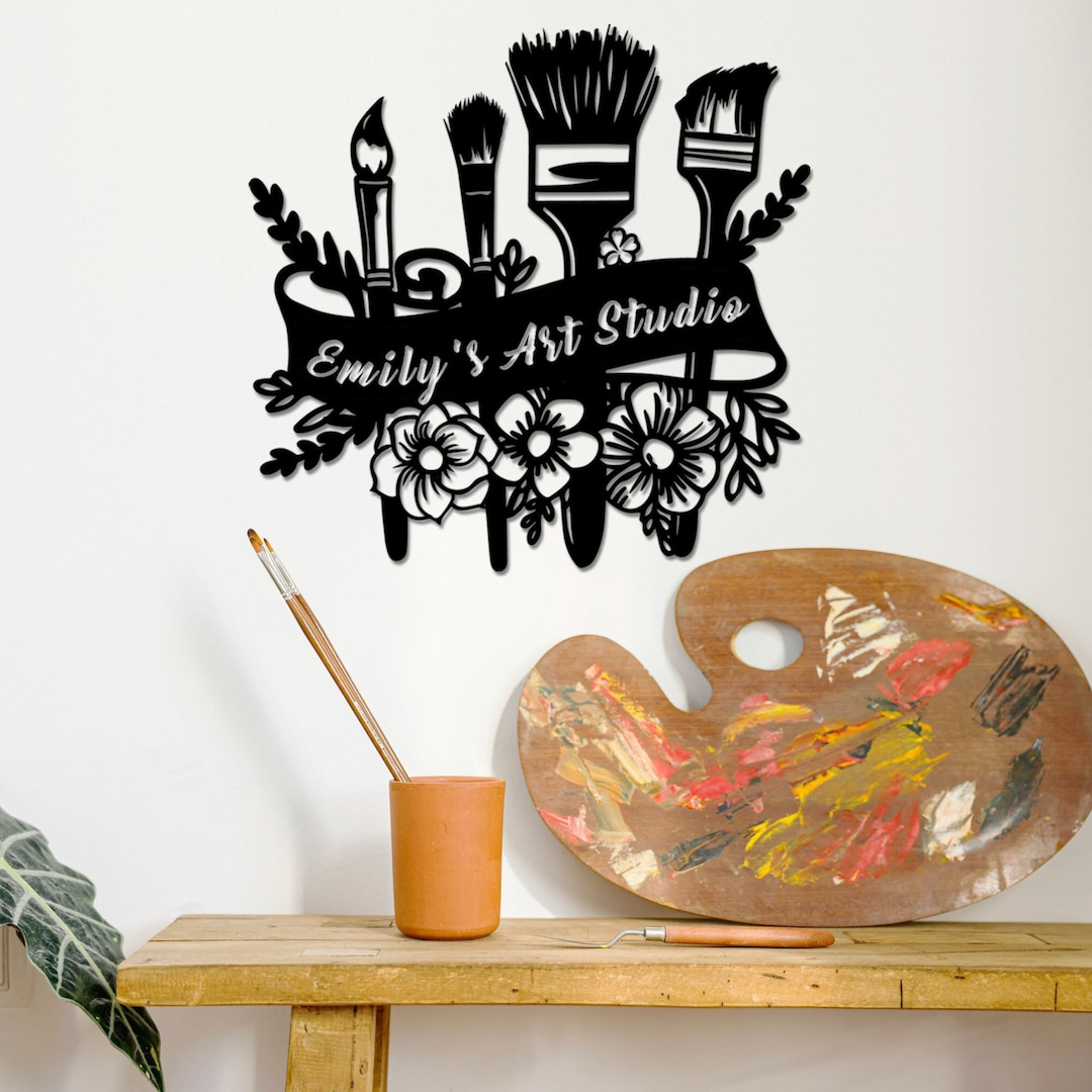 Art Studio Metal Wall Art, Art Studio Sign, Personalized Artist Name ...