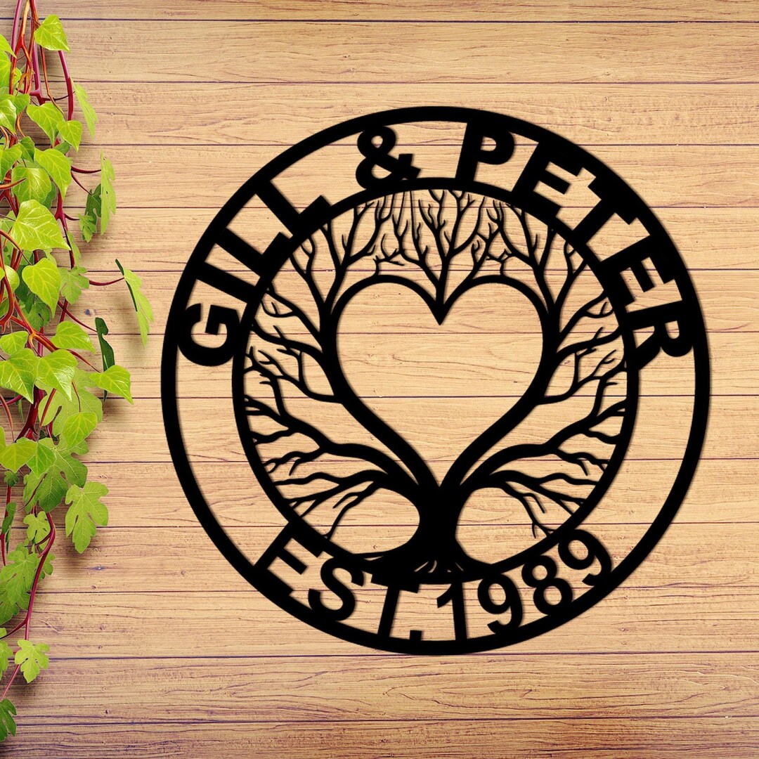 Custom Family Name Sign, Steel Tree of Life Anniversary Gift - Etsy