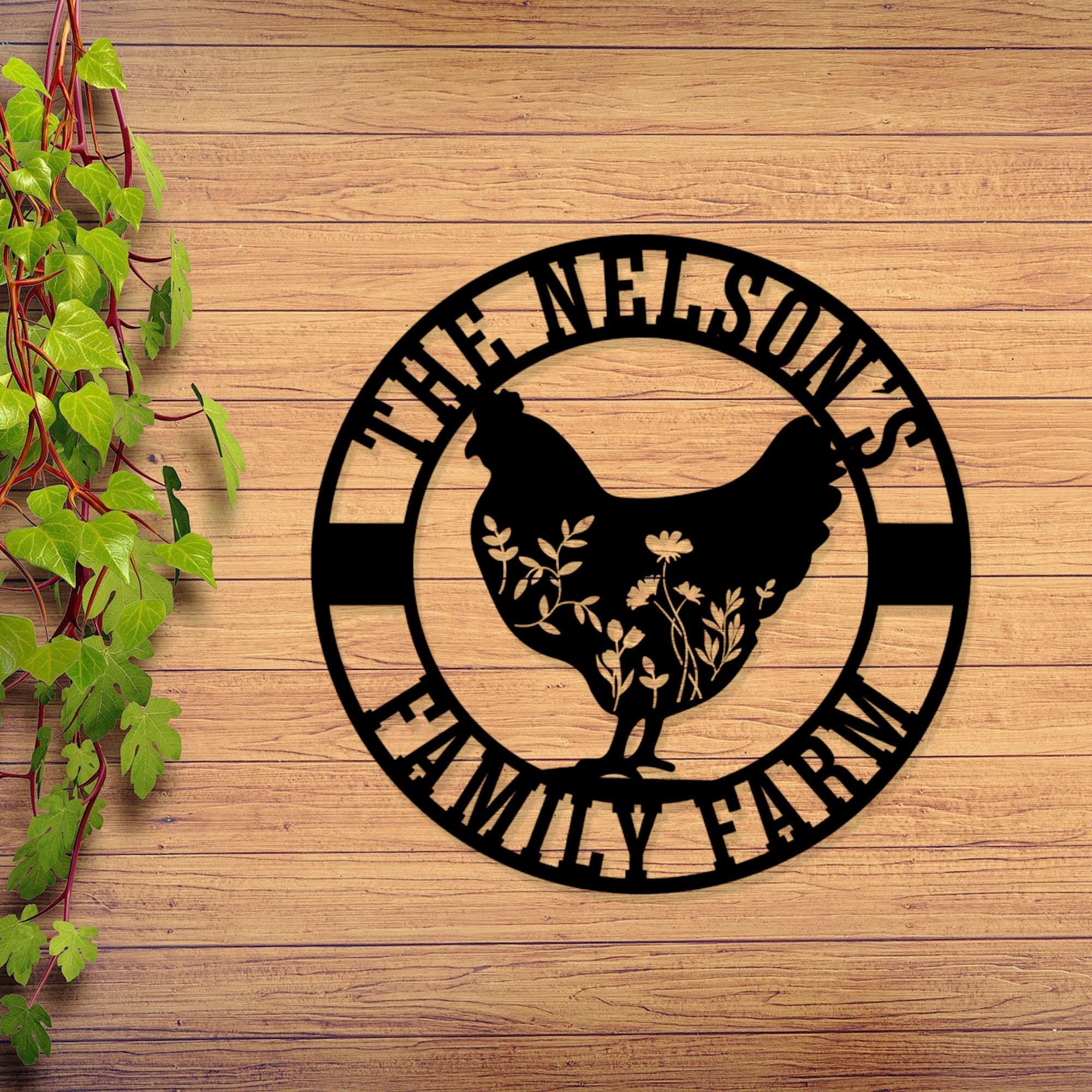 Custom Flora Chicken Farm Wall Art, Personalized Chicken Coop Sign ...