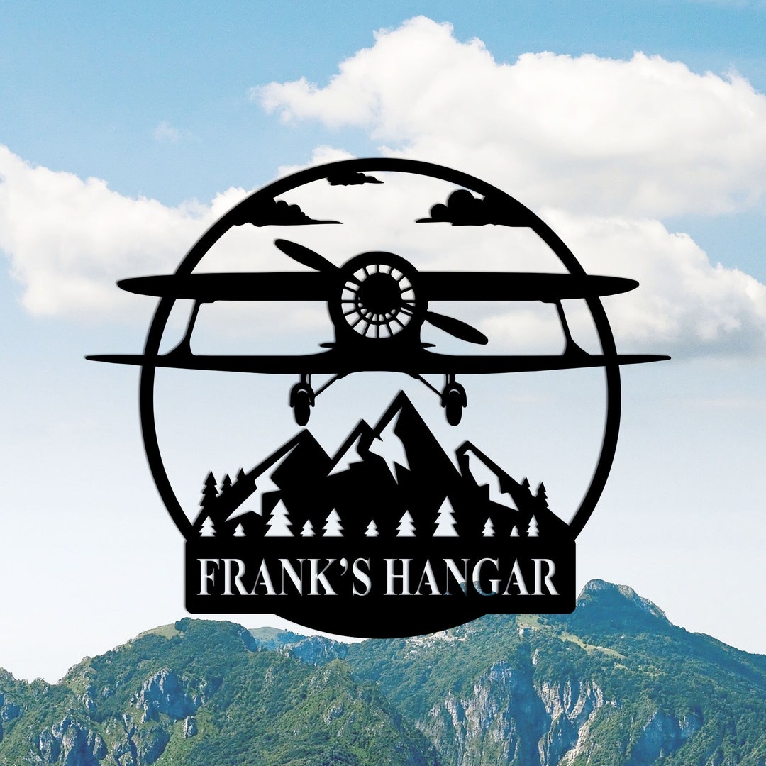 Personalized Airplane Hangar Sign, Airplane Metal Wall Art, Pilot Name ...