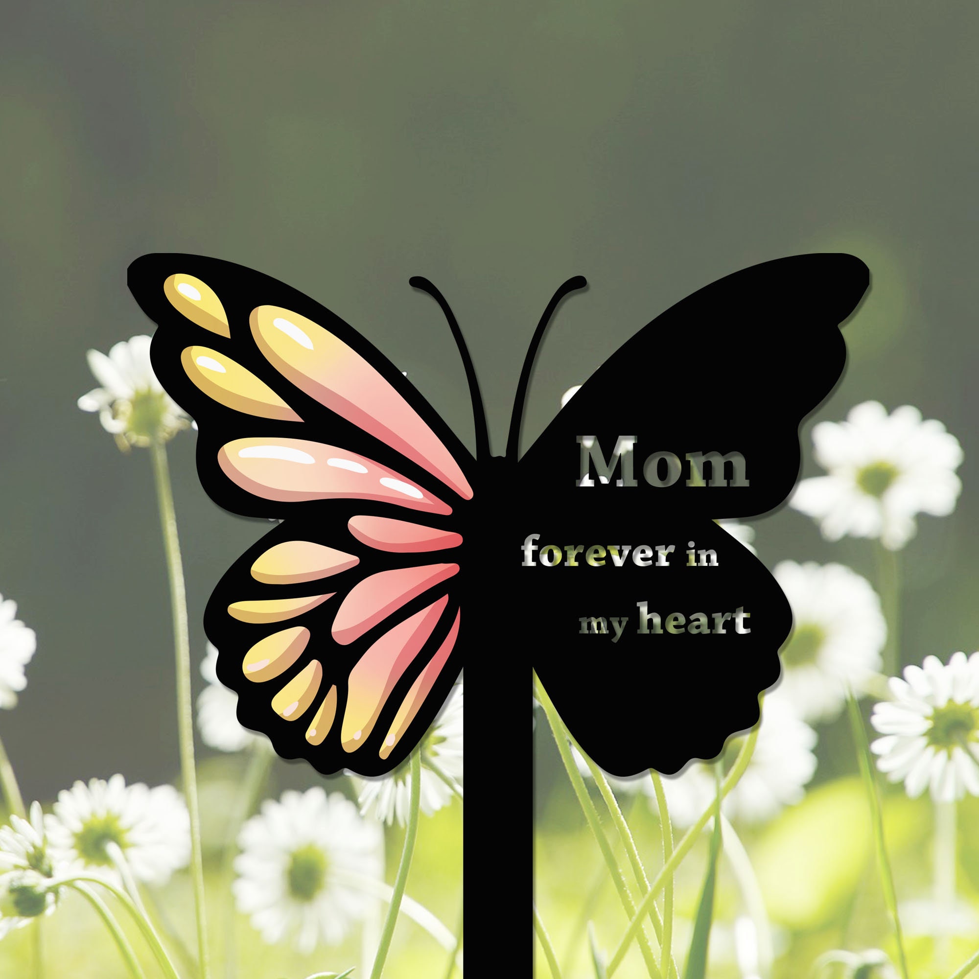 Butterfly Memorial Sign Personalized, Butterfly Metal Stake, Butterfly ...
