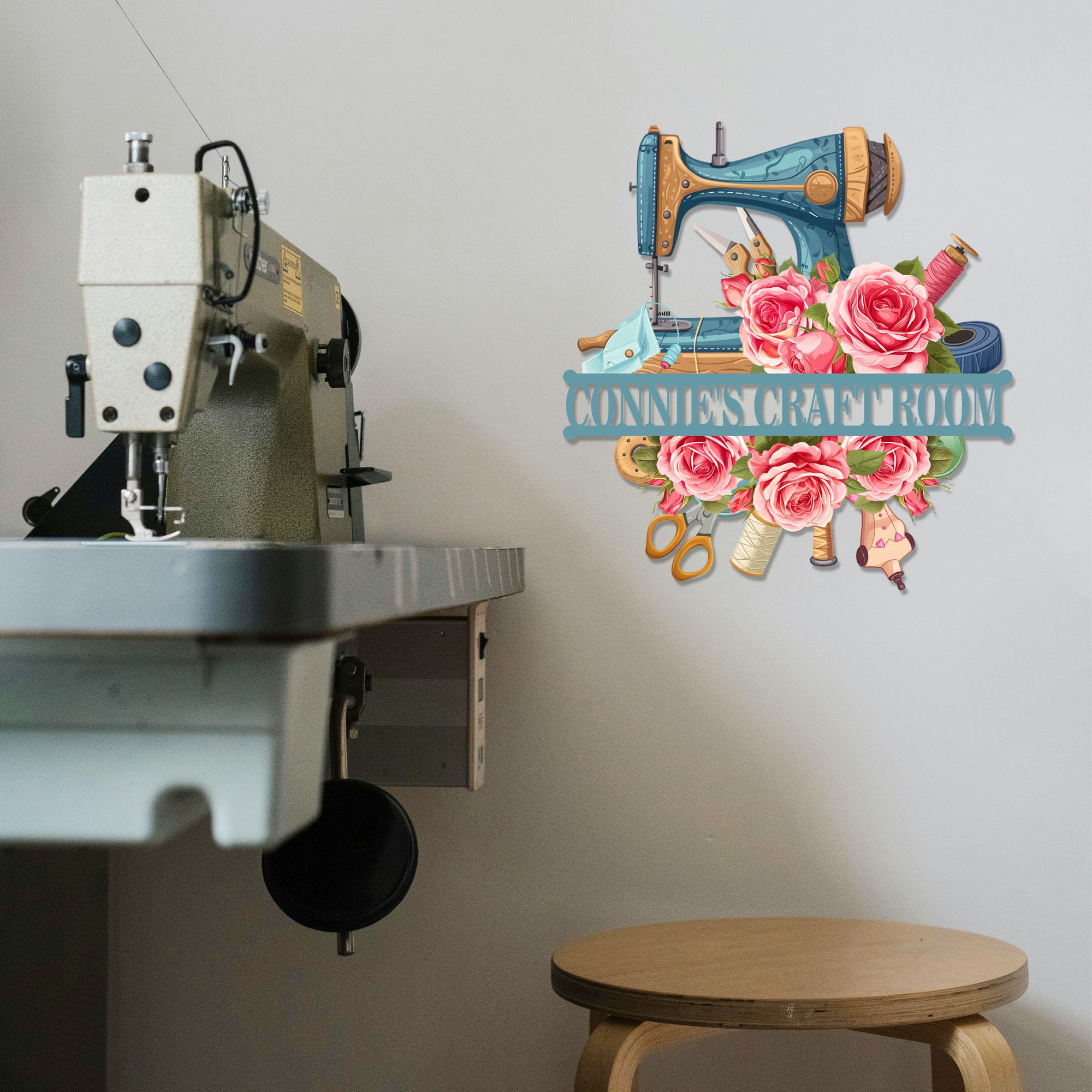 Custom Craft Room Sign, Quilting Sign, Sewing Machine With Rose Sign ...
