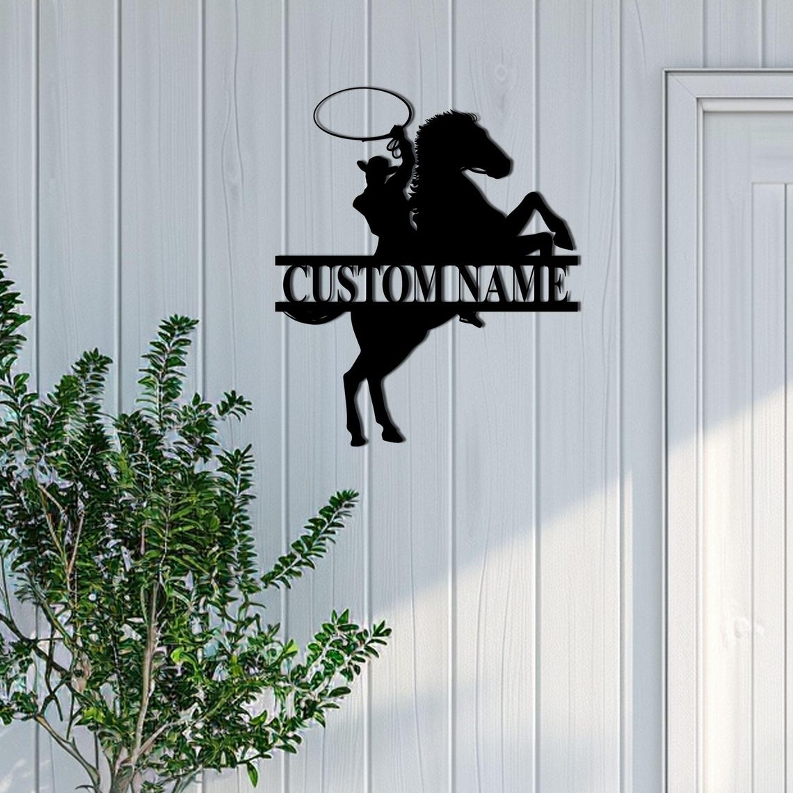 Custom Cowboy With Horse Wall Art, Personalized Western Cowboy Metal ...