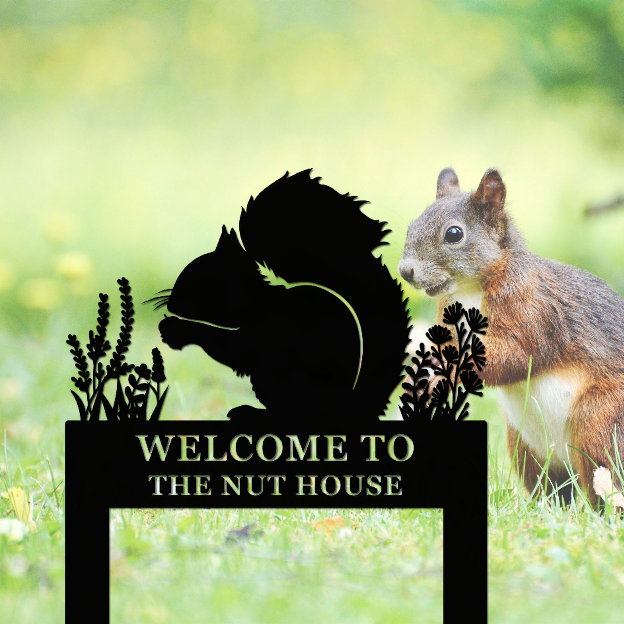 Squirrel Welcome Metal Sign, Squirrel Metal Stake, Squirrel Garden Sign ...