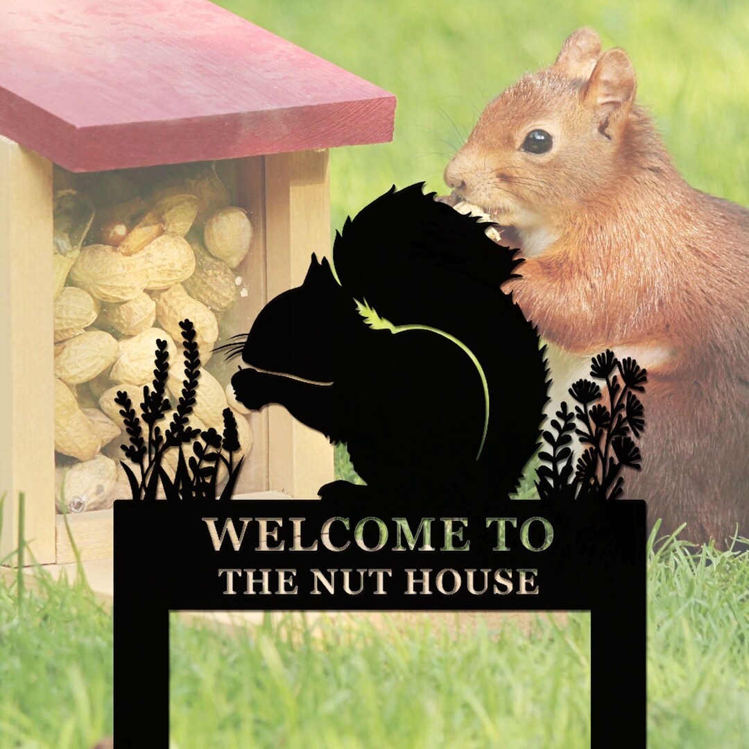 Squirrel Welcome Metal Sign, Squirrel Metal Stake, Squirrel Garden Sign ...