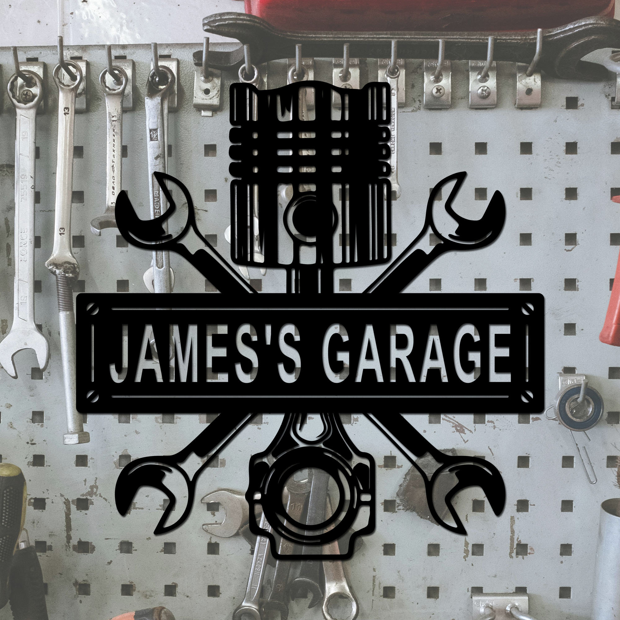 Custom Garage Metal Wall Art, Personalized Workshop Name Sign, Mechanic ...