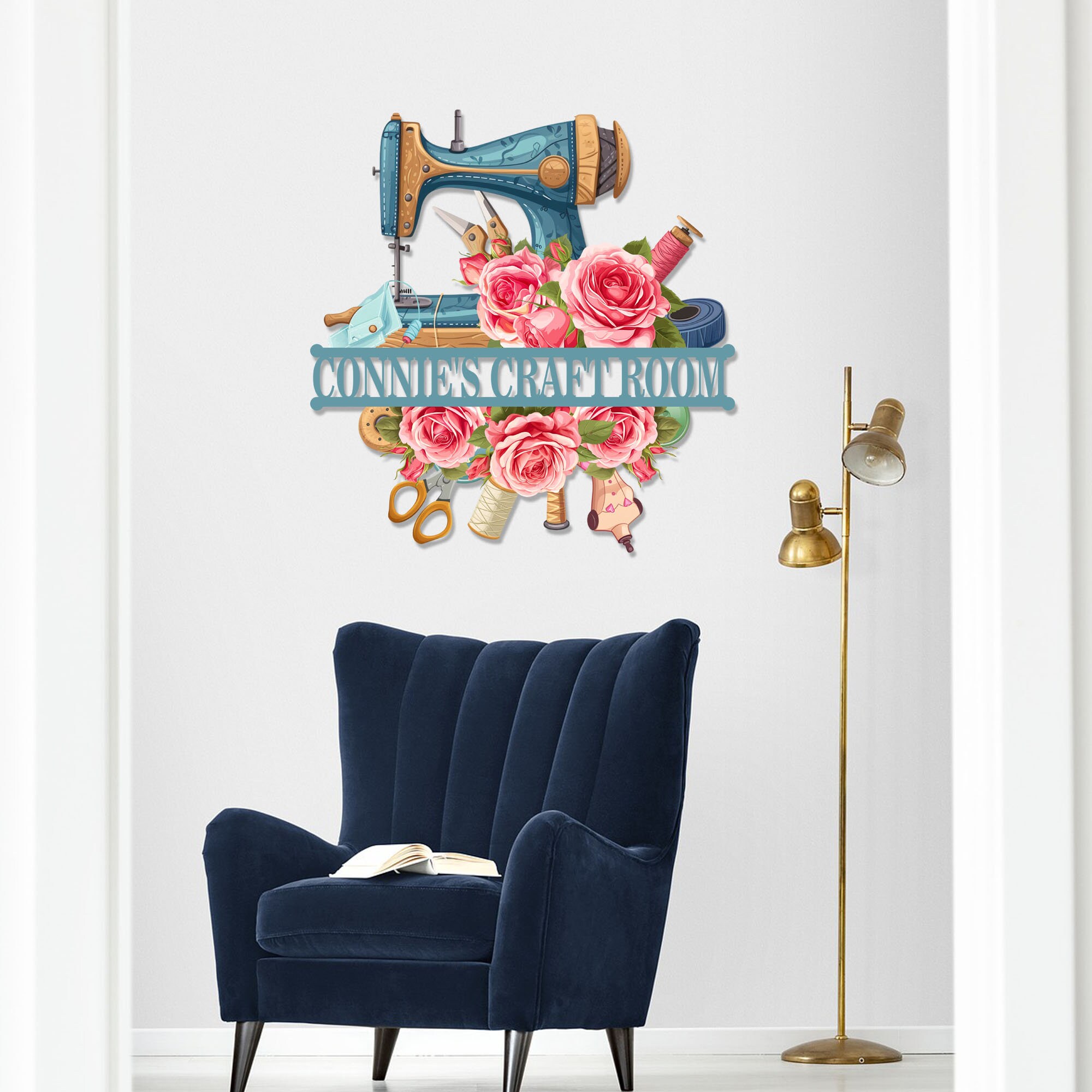 Custom Craft Room Sign, Quilting Sign, Sewing Machine With Rose Sign ...