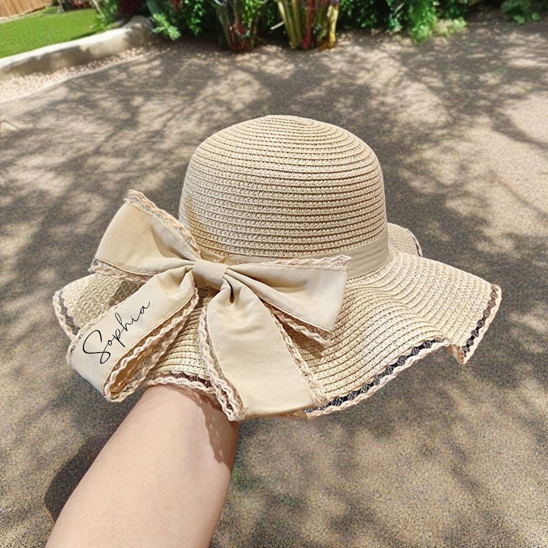 Personalized Floppy Beach Hat, Bride Hat, Hat With Embroidered Name ...