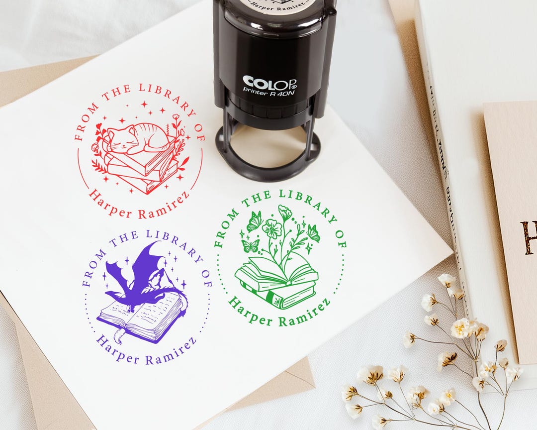 Personalized Book Stamp, Custom Library Embosser, Book Lover Gift (self ...