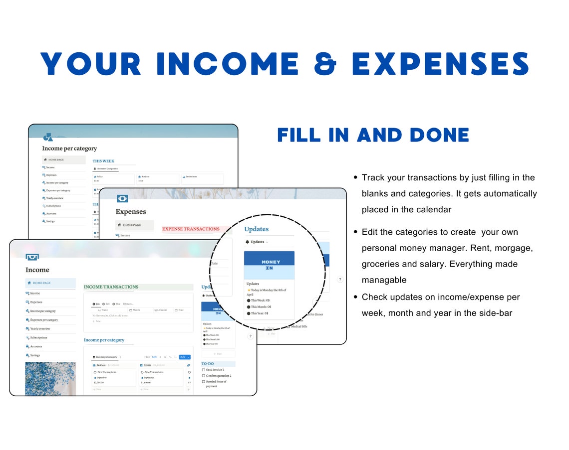 Notion Finance Planner Template, Ultimate Notion Income and Expense ...