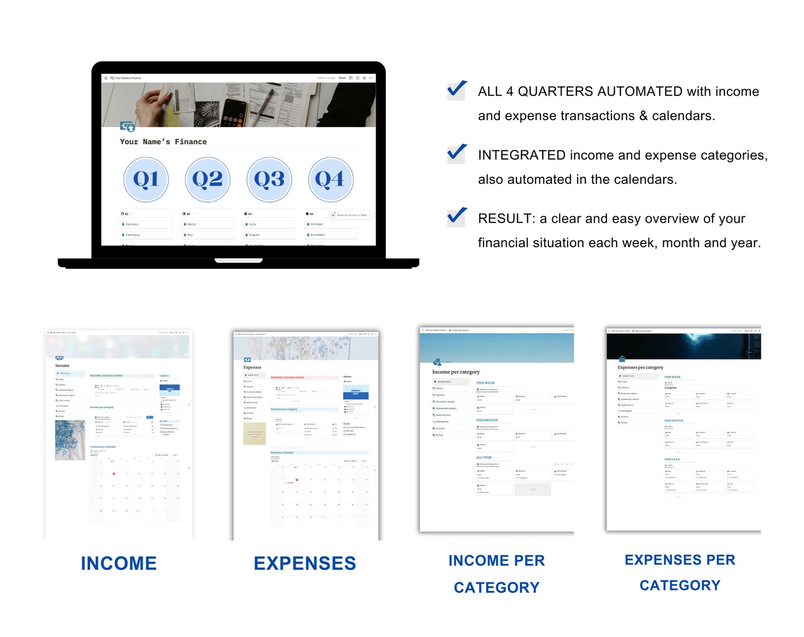 Notion Finance Planner Template, Ultimate Notion Income and Expense ...