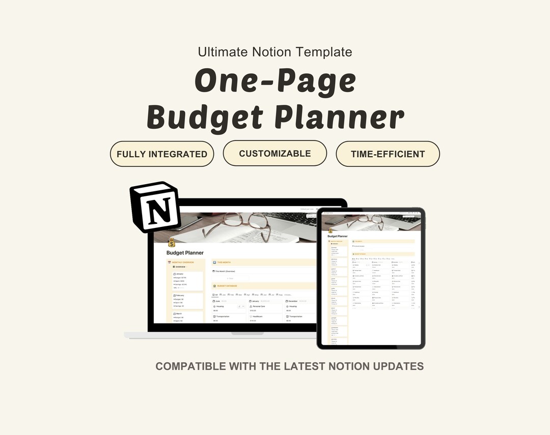 Notion Budget Planner, Simple One Page Notion Planner, Digital Budget ...