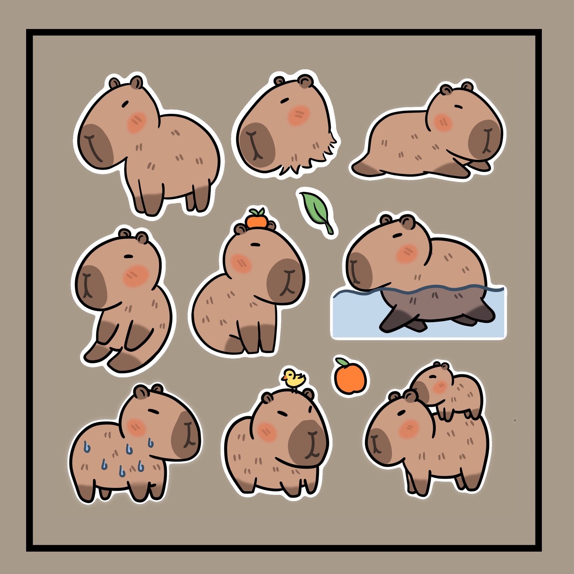 Printable Capybara Stickers / Print and Cut Capybara Stickers / Cute ...
