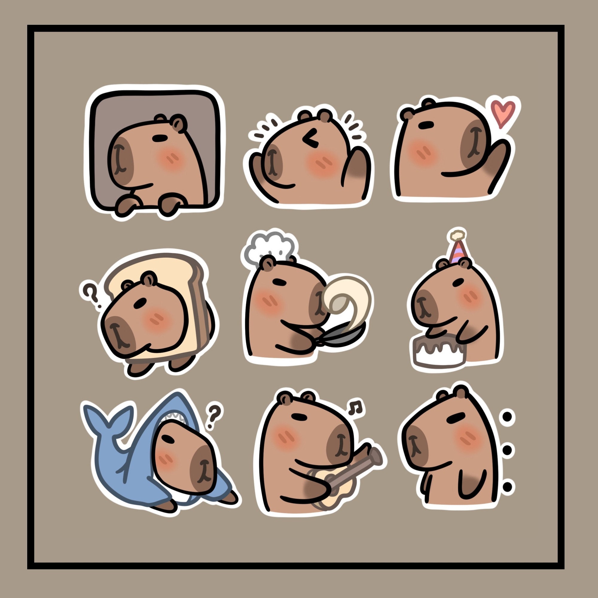 Printable Capybara Stickers / Print and Cut Capybara Stickers / Cute ...