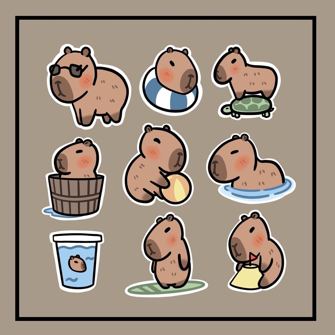 Printable Capybara Stickers / Print and Cut Capybara Stickers / Cute ...