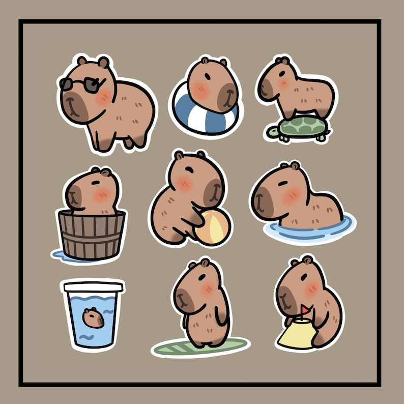 Printable Capybara Stickers / Print and Cut Capybara Stickers / Cute ...