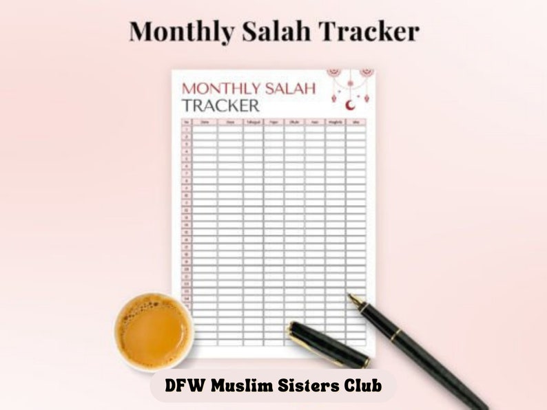2025 Salah Monthly Tracker Printable Planner PDF A4 A5 Journal Muslim ...