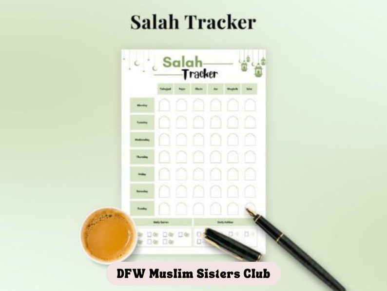 2025 Salah Weekly Tracker Printable Planner Green PDF A4 A5 Journal ...