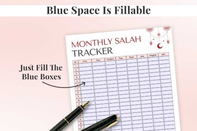 2025 Salah Monthly Tracker Printable Planner PDF A4 A5 Journal Muslim ...