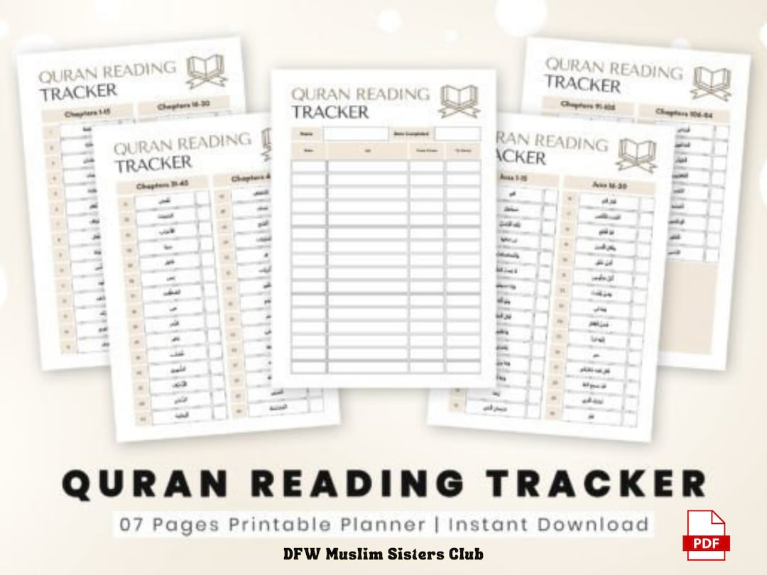 2024 Quran Reading Tracker Printable Planner PDF A4 A5 Journal Muslim ...