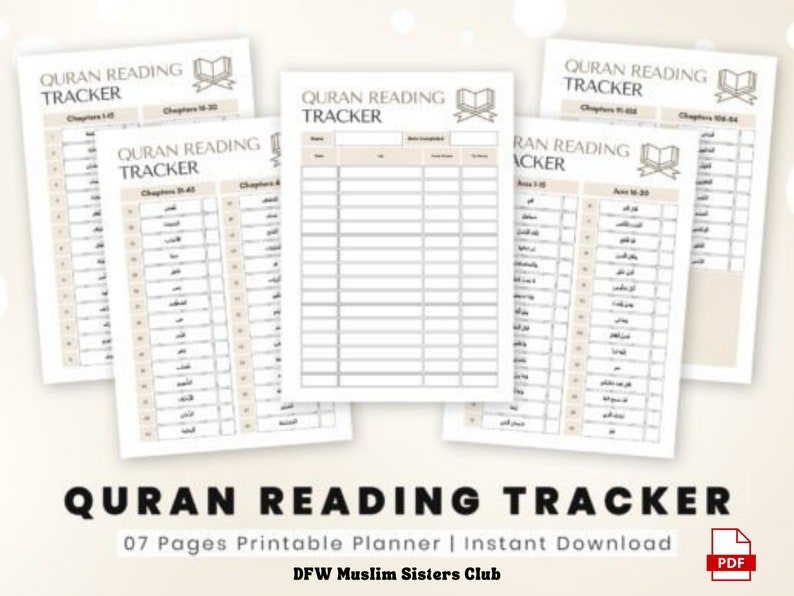 2024 Quran Reading Tracker Printable Planner PDF A4 A5 Journal Muslim ...